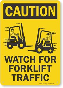 smartsign "caution - watch for forklift traffic" sign | 10" x 14" aluminum - s2-0594-al-14