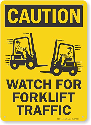 SmartSign "Caution - Watch for Forklift Traffic" Sign | 10" x 14" Aluminum - S2-0594-AL-14