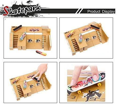 Kidsdream 8pcs Skate Park Kit Ramp Parts for Fingerboard Mini Finger Skateboard Fingerboards Ultimate Parks with 3PCS Finger Boards