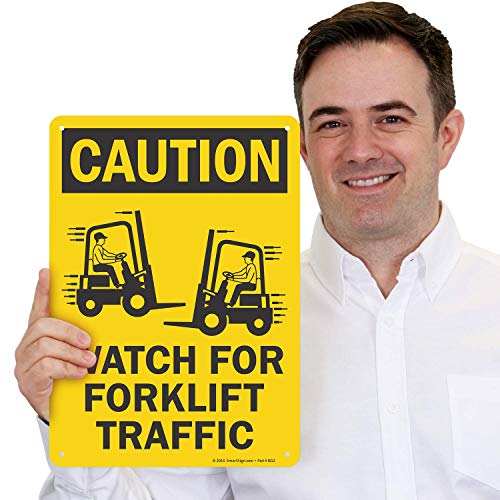 SmartSign "Caution - Watch for Forklift Traffic" Sign | 10" x 14" Aluminum - S2-0594-AL-14