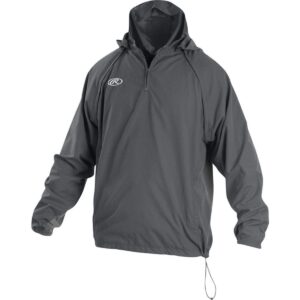 rawlings sporting goods mens adult jacket w removable sleeves & hood, graphite, small