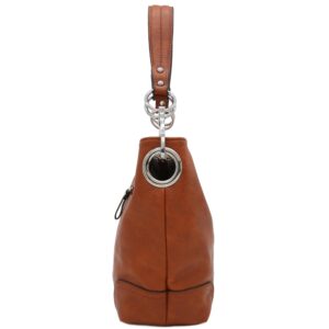 Hobo Shoulder Bag with Big Snap Hook Hardware (Camel)