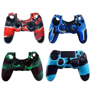 silicone ps4 controller skin, 4 pack camouflage protective cover for sony playstation 4 ps4/ps4 slim/ps4 pro controller (4 pack)