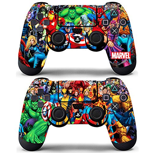 Vanknight Skin Covers Vinyl Stickers Cover Heroes Wrap for PS4 Controller Remote Skin Super Heroes (2 Pack)