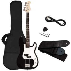 goplus electric bass guitar full size 4 string with strap guitar bag amp cord (black bass 4 straps)