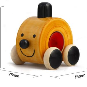 Handmade Wooden Cute Push Toy Made Using Natural Colors for Toddlers 1 Year Old and up, Helps in Early Education and Development | MOEE by Maya Organic (RED)