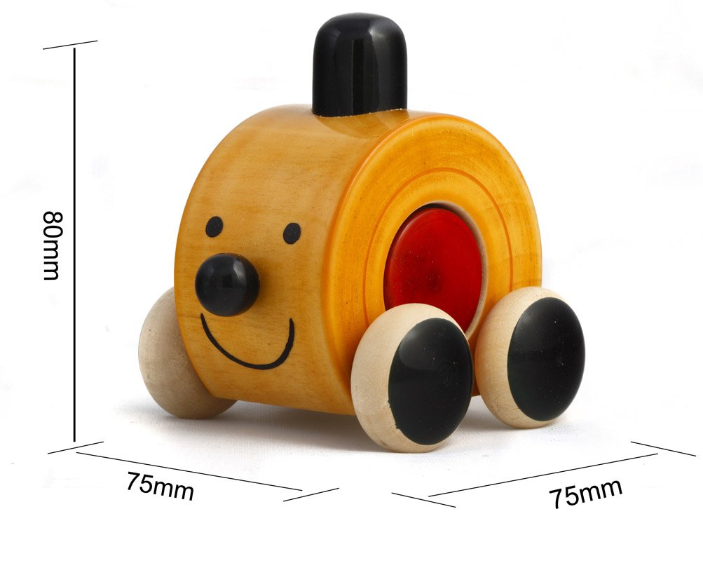 Handmade Wooden Cute Push Toy Made Using Natural Colors for Toddlers 1 Year Old and up, Helps in Early Education and Development | MOEE by Maya Organic (RED)