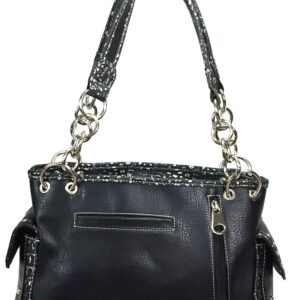 Zzfab Cross Embroidered Western Handbag Rhinestone Purse Black