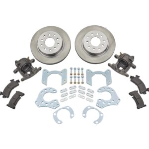 speedway motors complete rear-end bolt-on disc brake kit conversion, universal kit fits ford 8 or 9 inch, complete kit for easy installation to increase stopping power