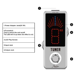 Rowin High Precision Guitar Chromatic Tuner Pedal Ture Bypass