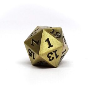 Legendary Bronze Metal D20 Dice - Single 20 Sided RPG Dice with Signature Font