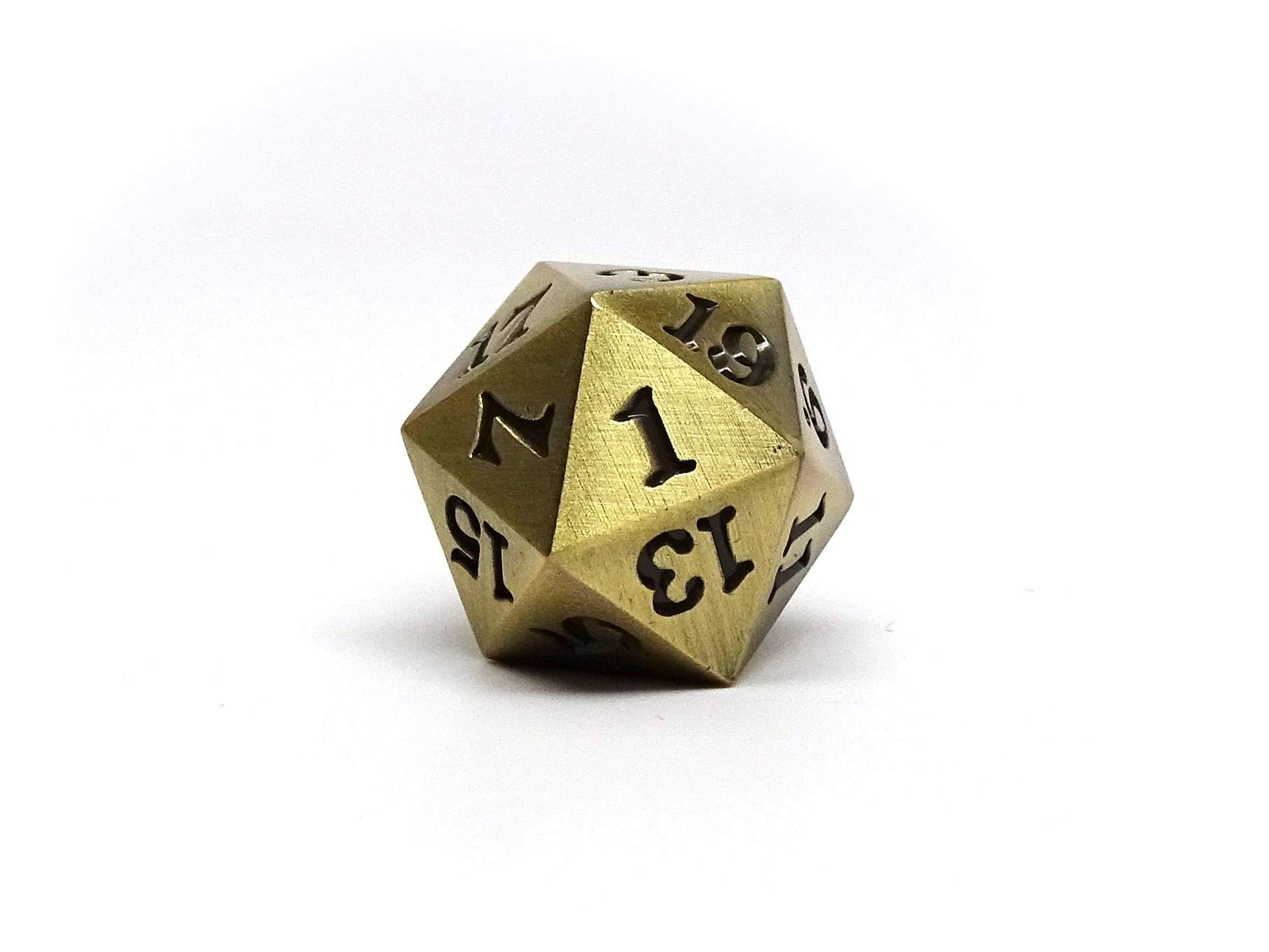 Legendary Bronze Metal D20 Dice - Single 20 Sided RPG Dice with Signature Font