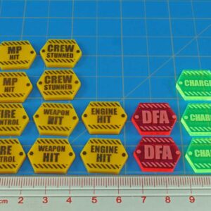 LITKO Critical Damage Token Set | Compatible with Battletech | Fire Control | Hit | Crew Stunned | DFA | Death from Above