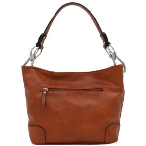 Hobo Shoulder Bag with Big Snap Hook Hardware (Camel)