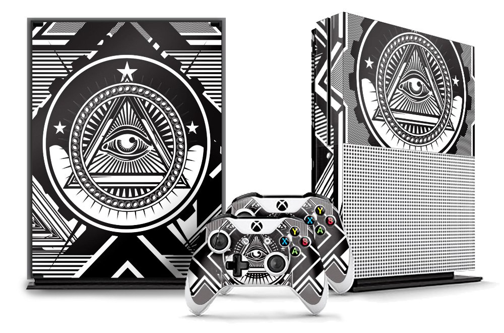 247 Skins Graphics kit Sticker Decal Compatible with Xbox One S and Wireless Controllers - Conspiracy