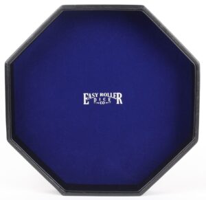 dice tray - heavy duty 11.5 inch leatherette with blue velvet rolling surface