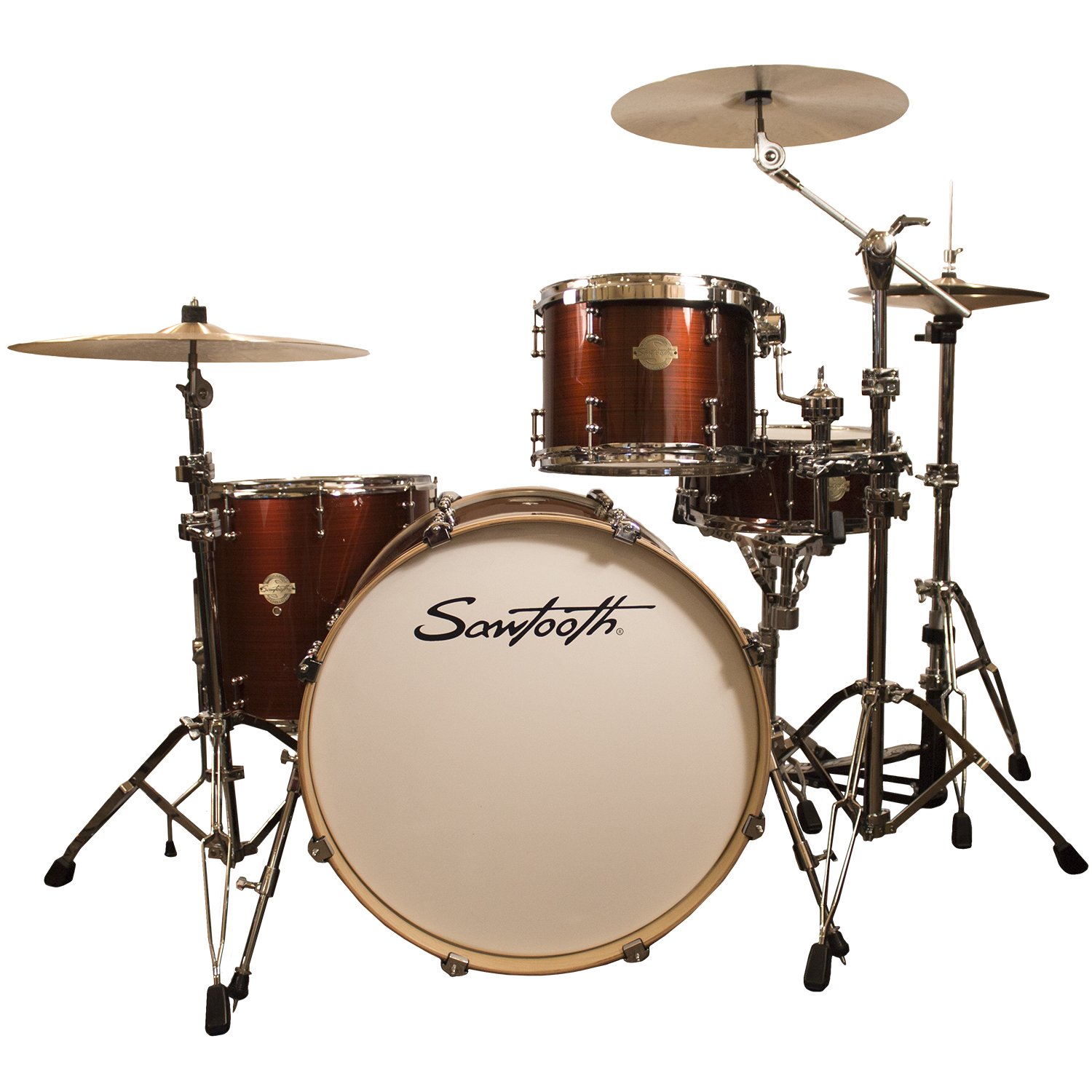 Sawtooth Command Series 4-Piece Shell Pack with 24" Bass Drum, Red Streak, (ST-COM-4PC-24-RS)