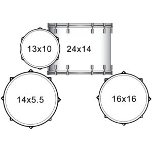 Sawtooth Command Series 4-Piece Shell Pack with 24" Bass Drum, Red Streak, (ST-COM-4PC-24-RS)