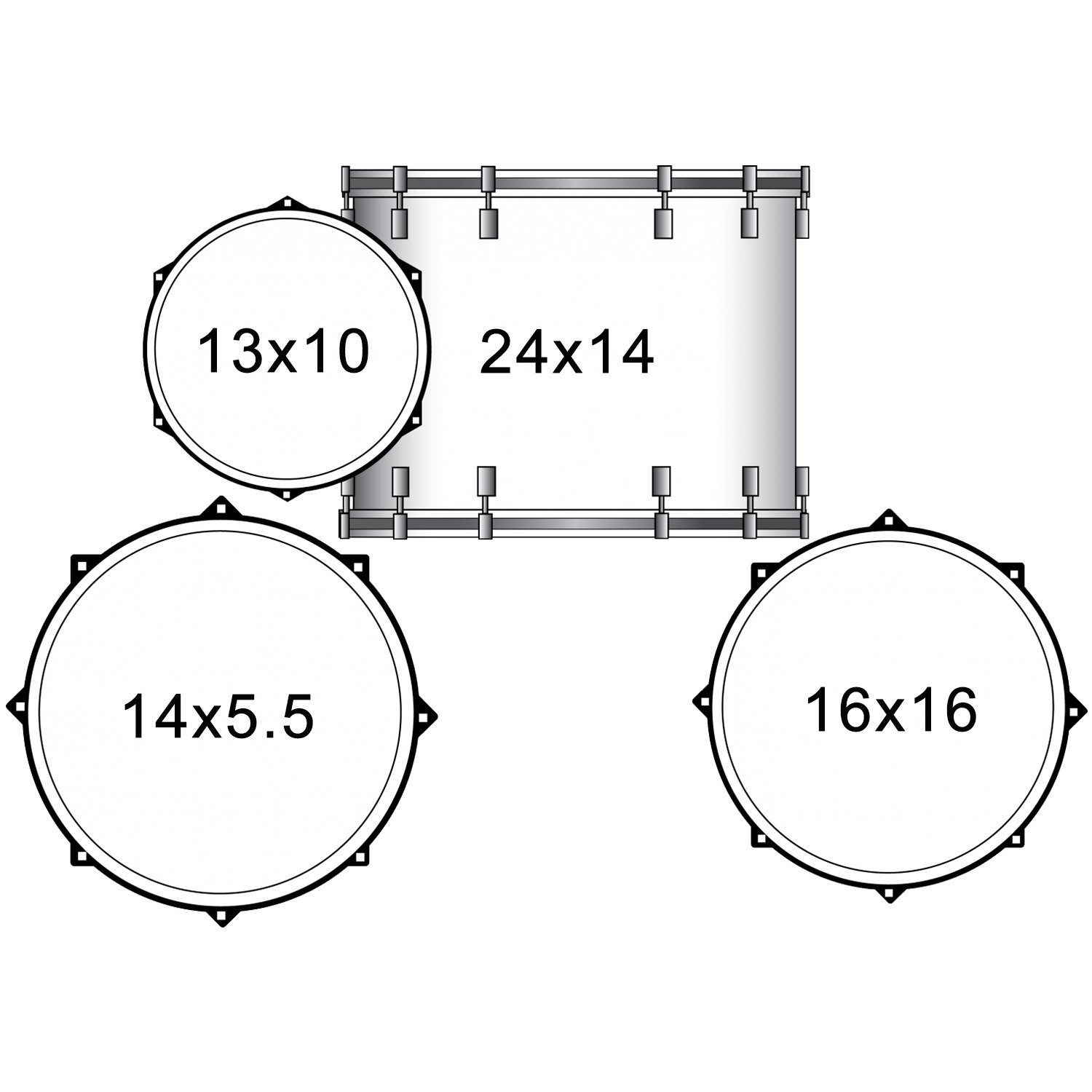 Sawtooth Command Series 4-Piece Shell Pack with 24" Bass Drum, Red Streak, (ST-COM-4PC-24-RS)