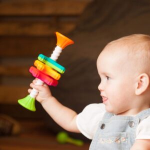 Fat Brain Toys MiniSpinny - Travel-Friendly Spinning, Textured Sensory Baby Toy