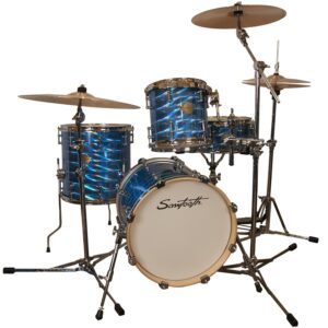 sawtooth command series 4-piece shell pack with 16" bass drum, blue mirror metallic, (st-com-4pc-16-bmm)