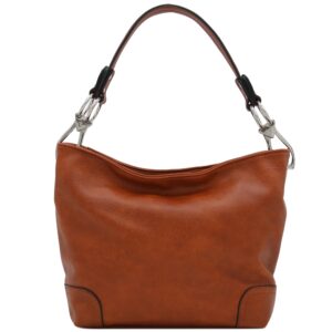 Hobo Shoulder Bag with Big Snap Hook Hardware (Camel)