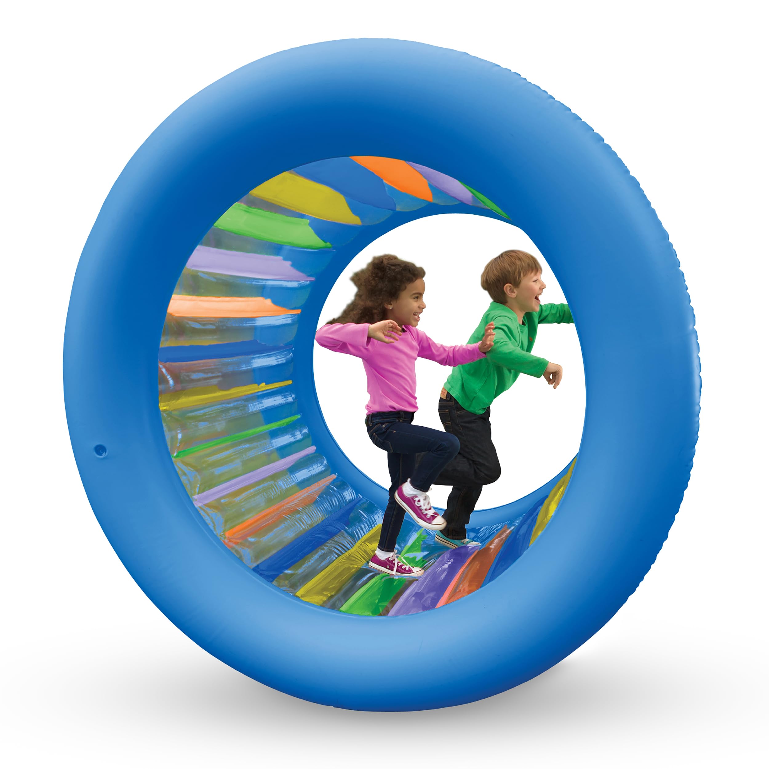 HearthSong Roll With It! Giant Inflatable Colorful Rolling Wheel for Active Outdoor Play, 45" Diam., Holds up to 200 Lbs.