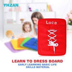 Learn to Tie Your Shoes Dressing Board Montessori Mobile Sensory Board Travel Therapist Life Skills Development Toy - Zip,Button,Snap,Buckle,Lace & Tie for Preschool Toddler 2-8 Years Old