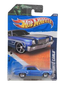 hot wheels 2011 muscle mania blue '70 monte carlo 6/10 green lantern card