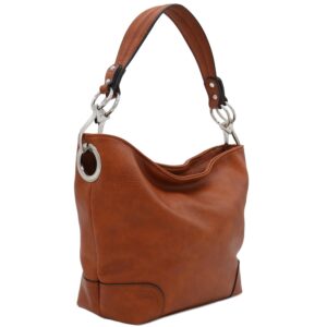 hobo shoulder bag with big snap hook hardware (camel)