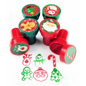 Tiny Mills 24 Pcs Christmas Holidays Stampers for Kids Party Favors, Christmas Stocking Stuffers, Pinata Fillers, Toddler Kids Crafts, Goody Bag Filler, Party Toys, Classroom Rewards Carnival Prizes