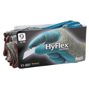 ansell 11-501-9 hyflex cr+ gloves, size 9 (pack of 12)