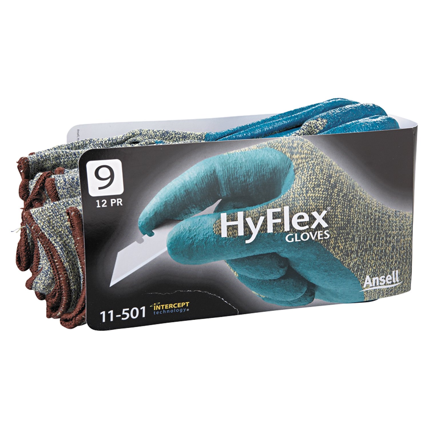 Ansell 11-501-9 HyFlex CR+ Gloves, Size 9 (Pack of 12)