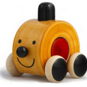 Handmade Wooden Cute Push Toy Made Using Natural Colors for Toddlers 1 Year Old and up, Helps in Early Education and Development | MOEE by Maya Organic (RED)