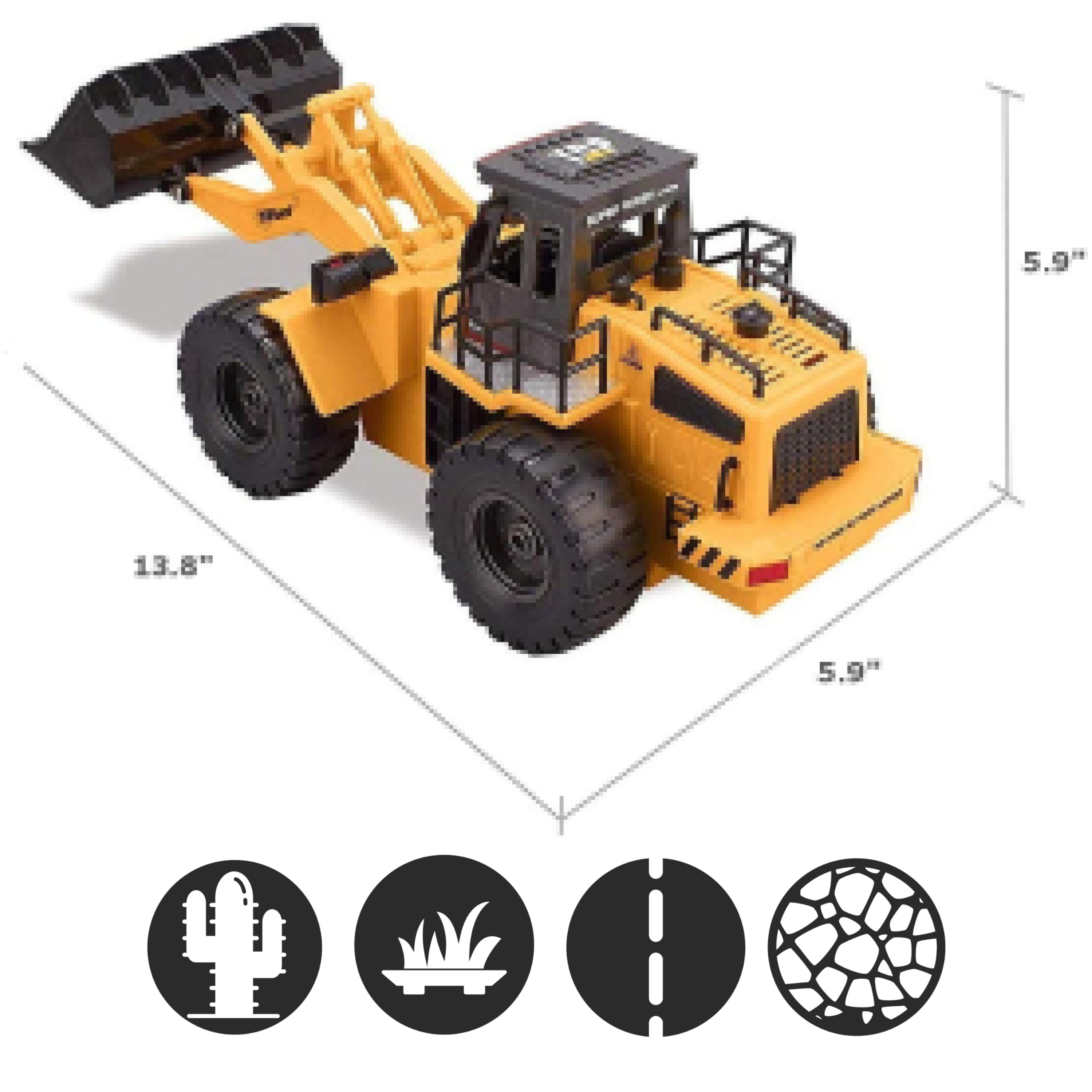 Top Race 6 Channel Full Functional Front Loader RC Remote Control Construction Toy Tractor Lights and Sounds 2.4Ghz Remote Control Tractor Toys Remote Control Bulldozer RC Construction Vehicles Boy