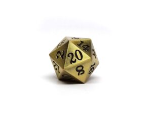 legendary bronze metal d20 dice - single 20 sided rpg dice with signature font