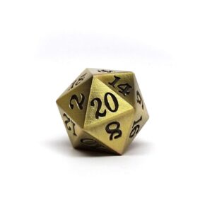 Legendary Bronze Metal D20 Dice - Single 20 Sided RPG Dice with Signature Font