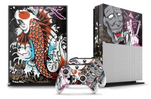 247 skins graphics kit sticker decal compatible with xbox one s and wireless controllers - tsunami