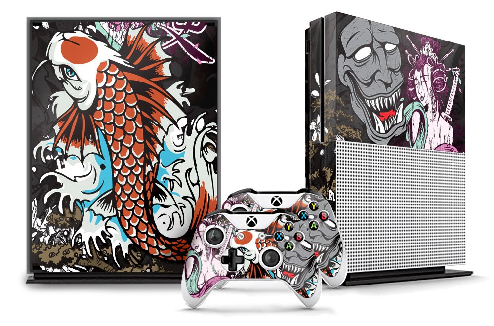 247 Skins Graphics kit Sticker Decal Compatible with Xbox One S and Wireless Controllers - Tsunami