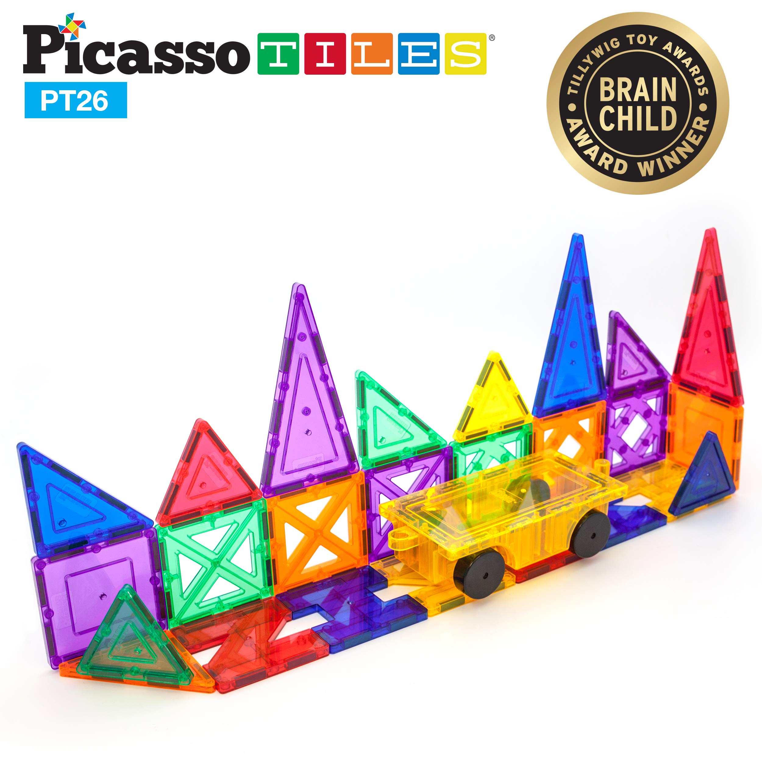 PicassoTiles Building Blocks Inspirational Kit 3D Building Construction Toys Clear Magnetic Stacking Set STEM Playboards Magnet Felt Tiles Novelty Games, Creativity Beyond Imagination