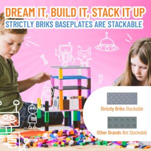 Strictly Briks Compatible with Lego Classic Stackable Baseplates, Building Bricks for Towers, Shelves, and More, Charcoal Gray, 4 Base Plates & 30 Stackers, 6x6 Inches