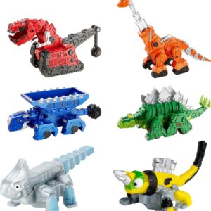 Mattel Dinotrux Multipack with 6 Character Toy Cars, Half Dinosaur & Half Construction Vehicle, Includes Ty Rux, Ton-Ton & Skya