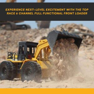 Top Race 6 Channel Full Functional Front Loader RC Remote Control Construction Toy Tractor Lights and Sounds 2.4Ghz Remote Control Tractor Toys Remote Control Bulldozer RC Construction Vehicles Boy