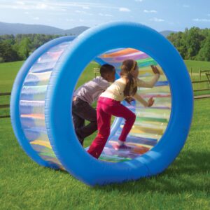 HearthSong Roll With It! Giant Inflatable Colorful Rolling Wheel for Active Outdoor Play, 45" Diam., Holds up to 200 Lbs.