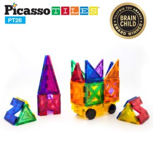 PicassoTiles Building Blocks Inspirational Kit 3D Building Construction Toys Clear Magnetic Stacking Set STEM Playboards Magnet Felt Tiles Novelty Games, Creativity Beyond Imagination