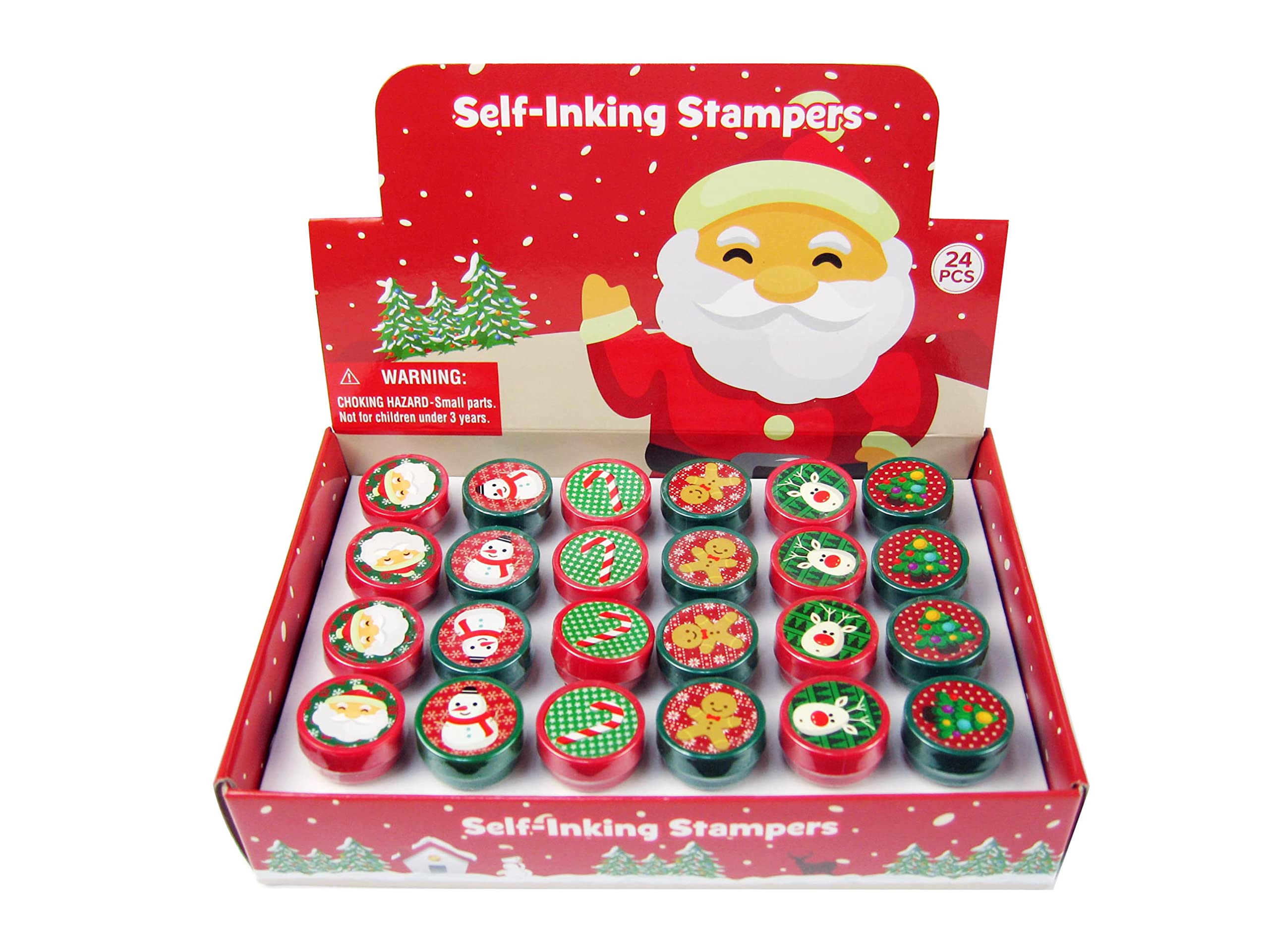 Tiny Mills 24 Pcs Christmas Holidays Stampers for Kids Party Favors, Christmas Stocking Stuffers, Pinata Fillers, Toddler Kids Crafts, Goody Bag Filler, Party Toys, Classroom Rewards Carnival Prizes