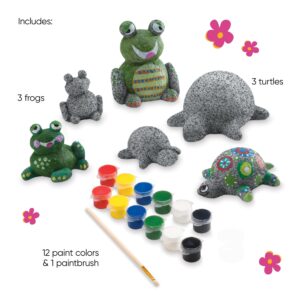 DIY Paint a Rock Pet Kit - Set of 6 (3 Frogs and 3 Turtles) - Includes Weather Resistant Paints and Paintbrush - 1.25'' - 5.75'' H