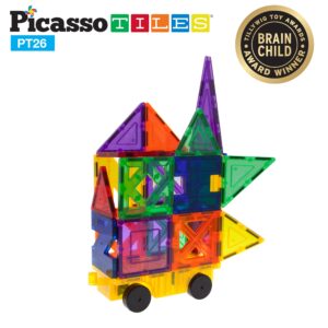 PicassoTiles Building Blocks Inspirational Kit 3D Building Construction Toys Clear Magnetic Stacking Set STEM Playboards Magnet Felt Tiles Novelty Games, Creativity Beyond Imagination