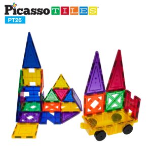 PicassoTiles Building Blocks Inspirational Kit 3D Building Construction Toys Clear Magnetic Stacking Set STEM Playboards Magnet Felt Tiles Novelty Games, Creativity Beyond Imagination