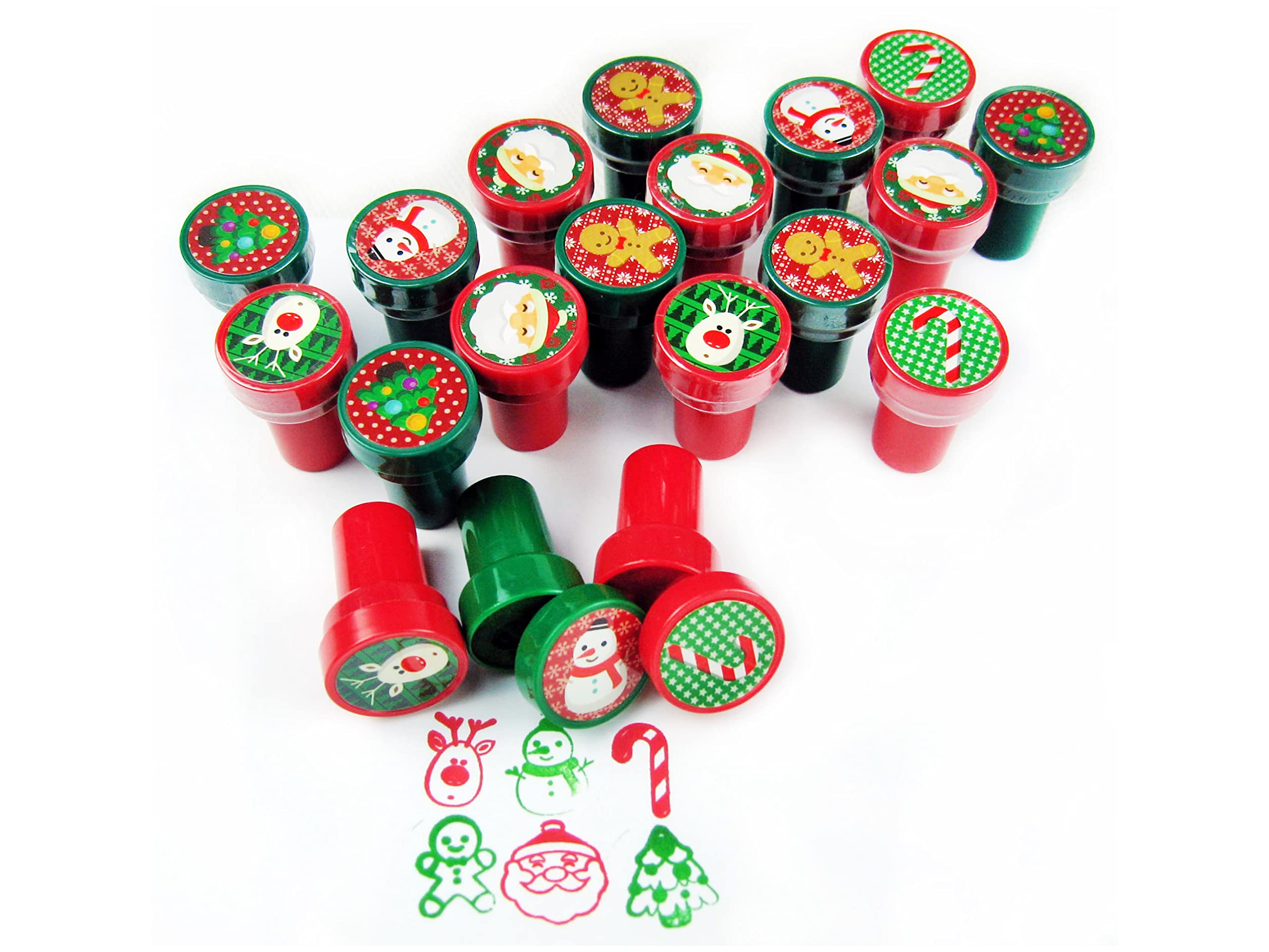 Tiny Mills 24 Pcs Christmas Holidays Stampers for Kids Party Favors, Christmas Stocking Stuffers, Pinata Fillers, Toddler Kids Crafts, Goody Bag Filler, Party Toys, Classroom Rewards Carnival Prizes